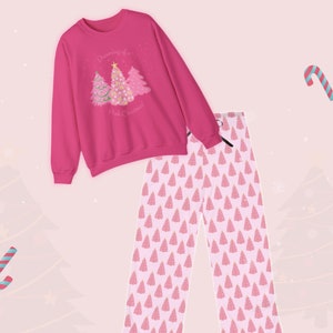 Ladies Pink Christmas Tree Pajama Bottoms Festive Holiday - Etsy