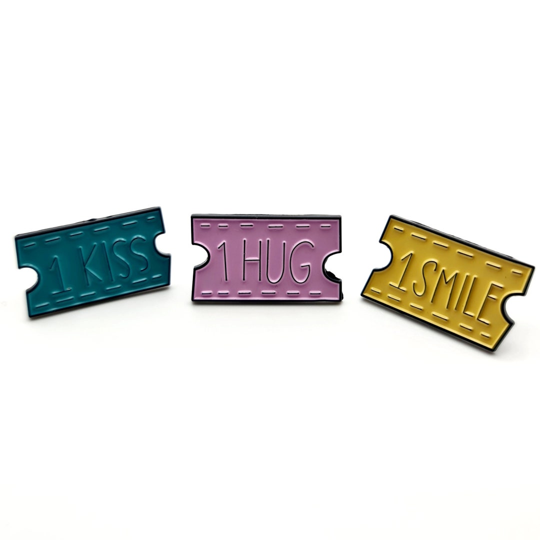 Pin Ticket smile, Kiss, Hug - Etsy