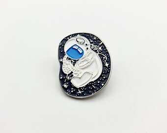 Space Girl Enamel Pin Glitter Hard Enamel Lapel Pin, Astronaut Girl Among Flowers, Leaves and ...