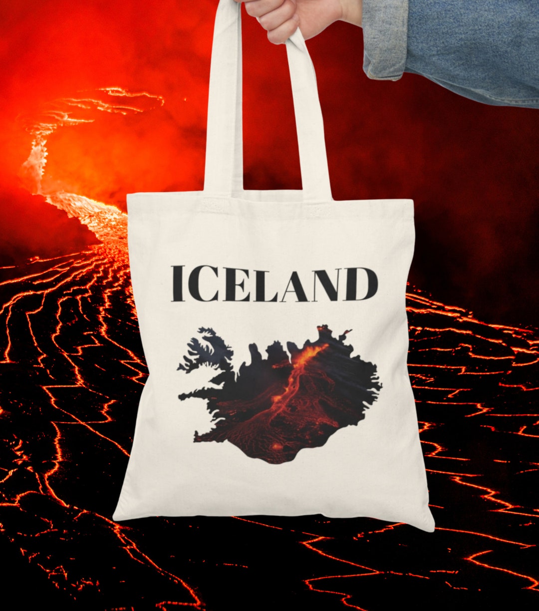 Iceland Eruption Tote Bag, Volcano Souvenir Bag, Travel Gift Bag ...