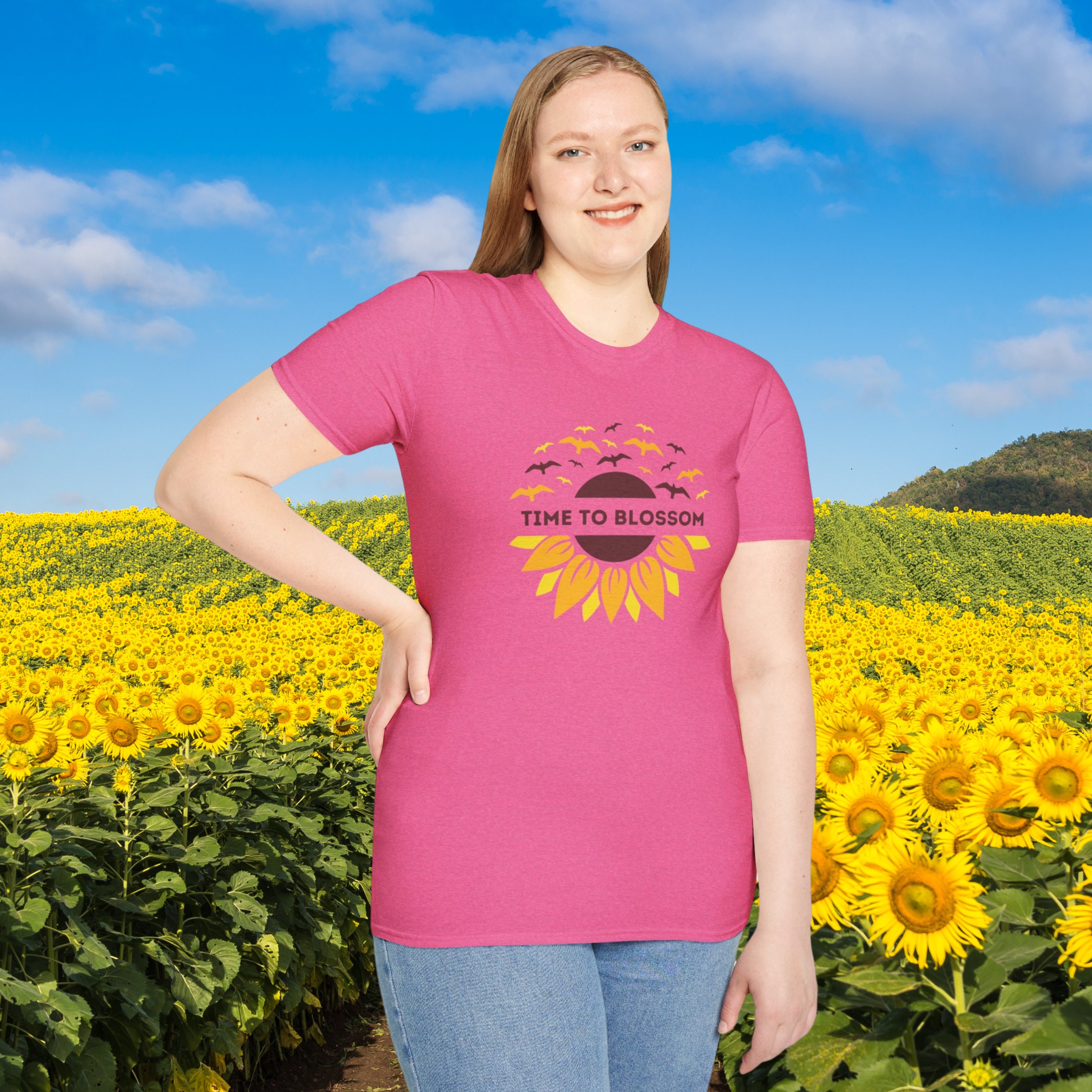 Spring T-shirt Time to Blossom Tee Sunflowers and Birds Shirt, Nature ...
