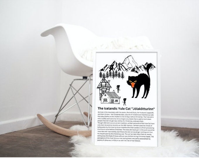 Yule Cat Colouring Page - Digital Download Artwork - Icelandic Yule Cat ...