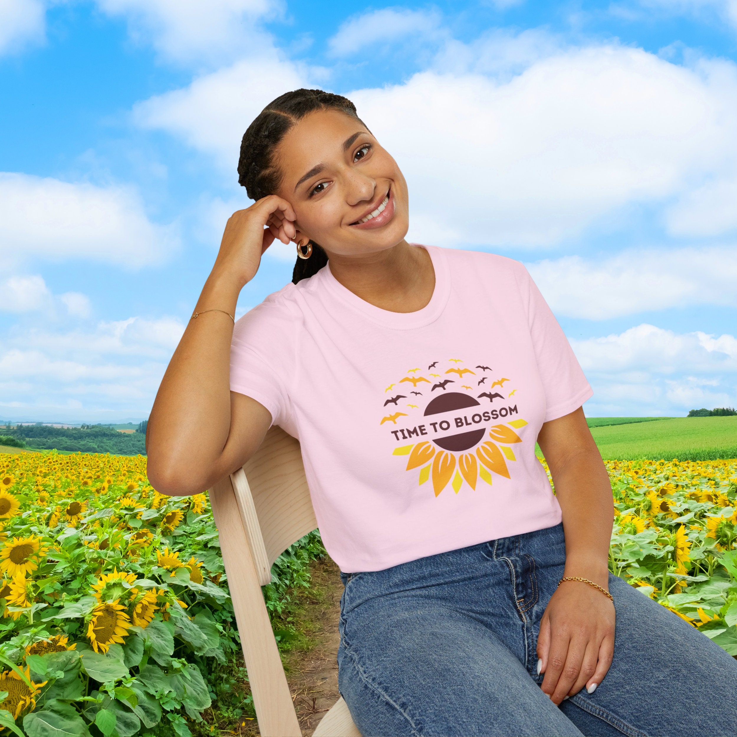 Spring T-shirt Time to Blossom Tee Sunflowers and Birds Shirt, Nature ...