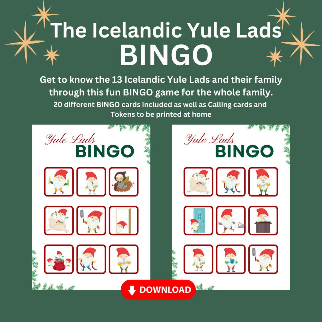 Icelandic Yule Lads Christmas Bingo Game: Family Holiday Fun (PDF ...
