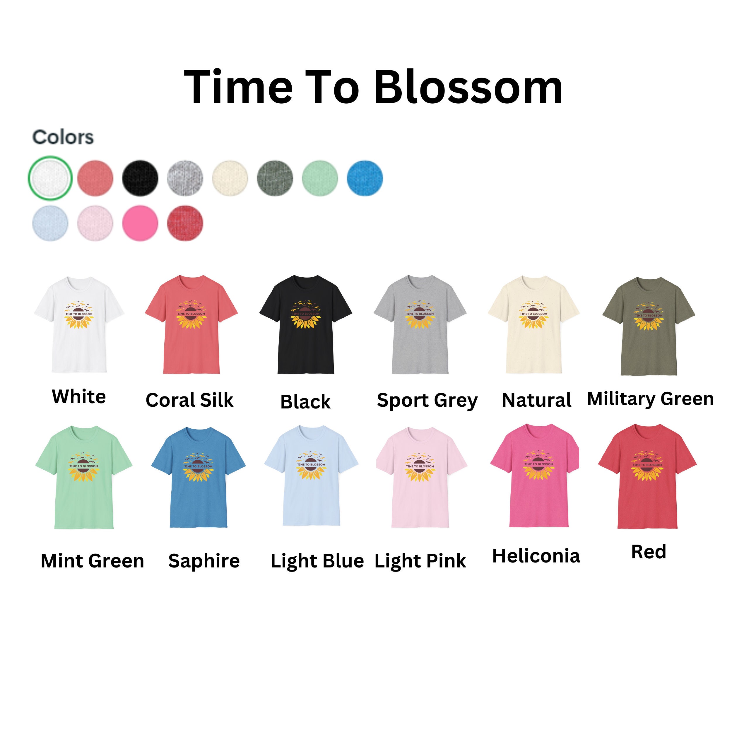 Spring T-shirt Time to Blossom Tee Sunflowers and Birds Shirt, Nature ...
