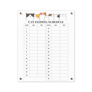 Acrylic Cat Feeding Chart, Reusable Feeding Schedule for Cats, Cat ...