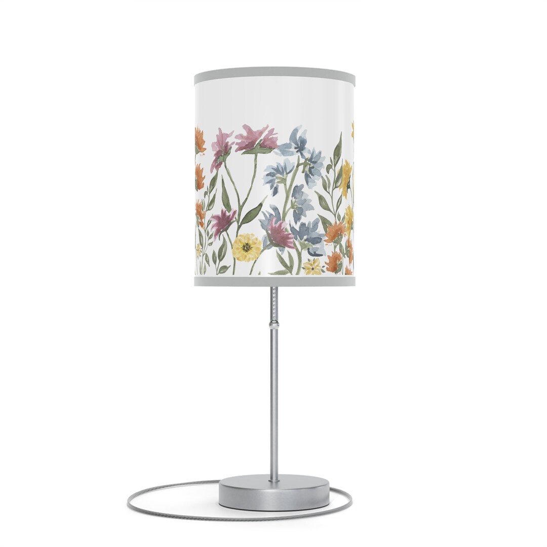 Watercolor Flower Lamp on Stand Wildflower Table Lamp Romantic - Etsy