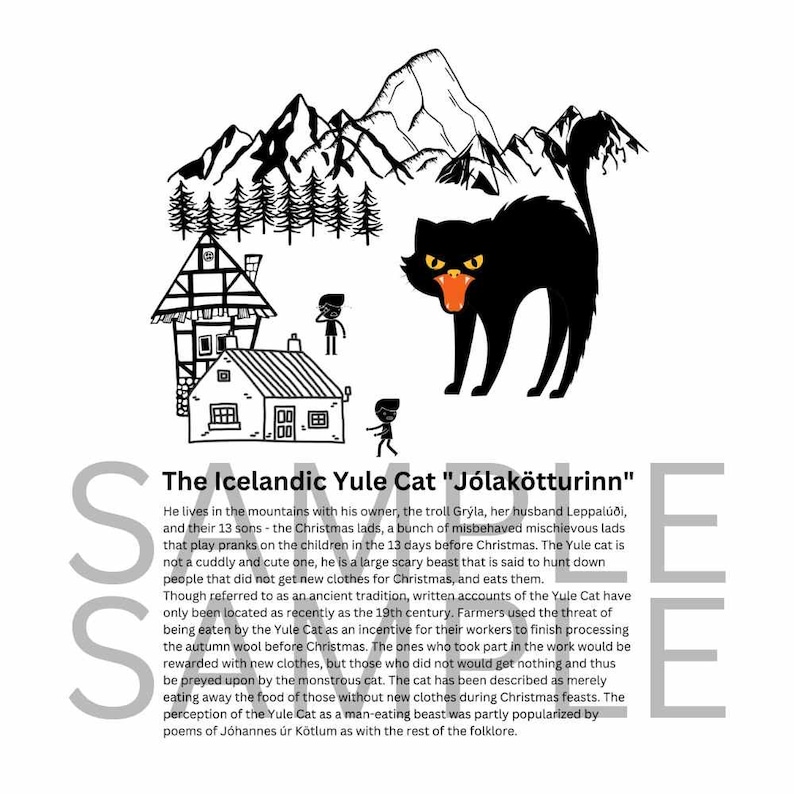 Yule Cat Printable Poster the Folklore Yule Cat Story of the Vicious ...