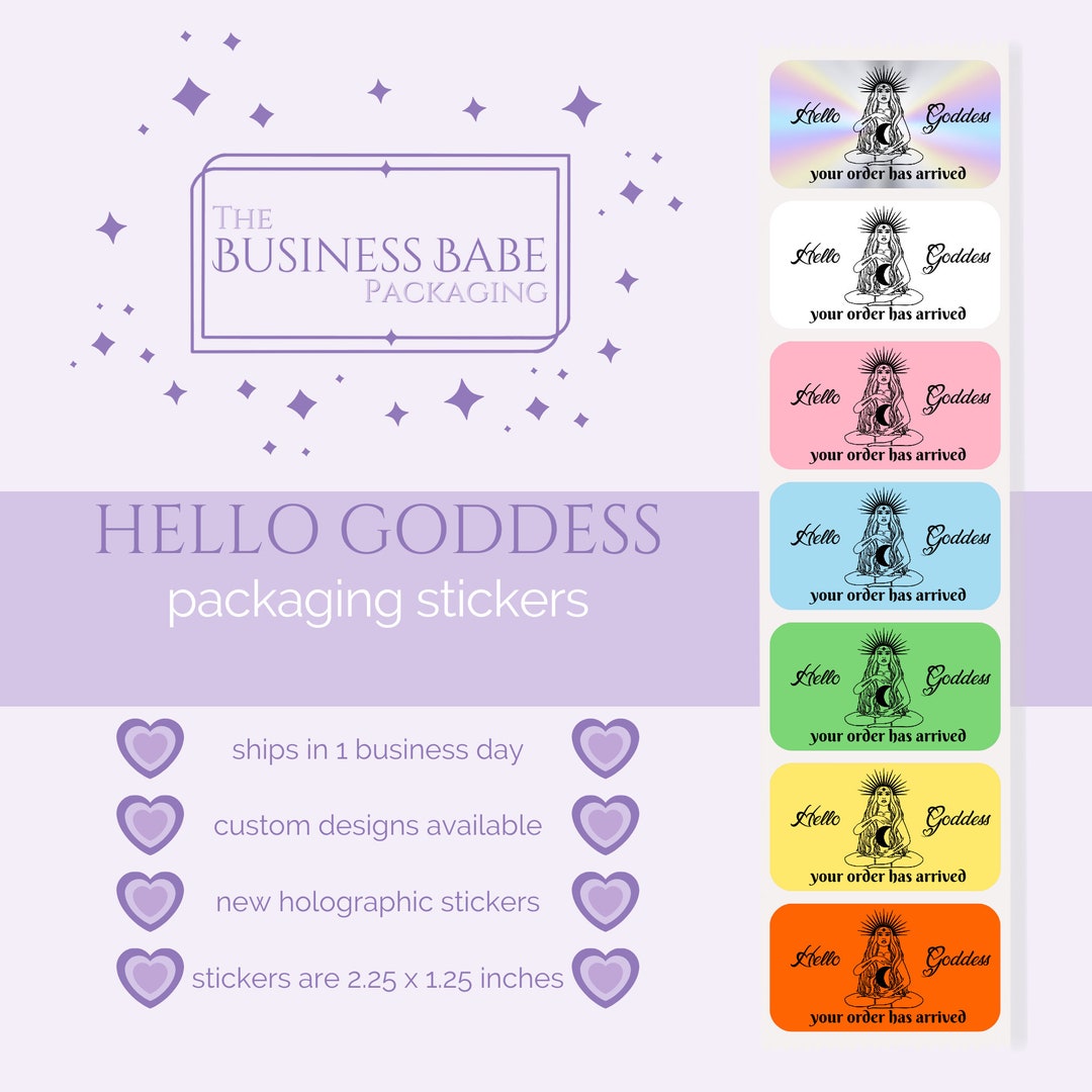 Hello Goddess Packaging Sticker 2.25 X 1.25 Thermal Label Stickers ...