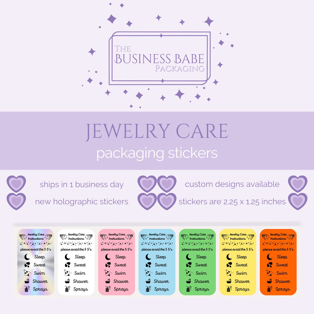 Jewelry Care Instructions Packaging Sticker | 2.25 X 1.25 | Label ...