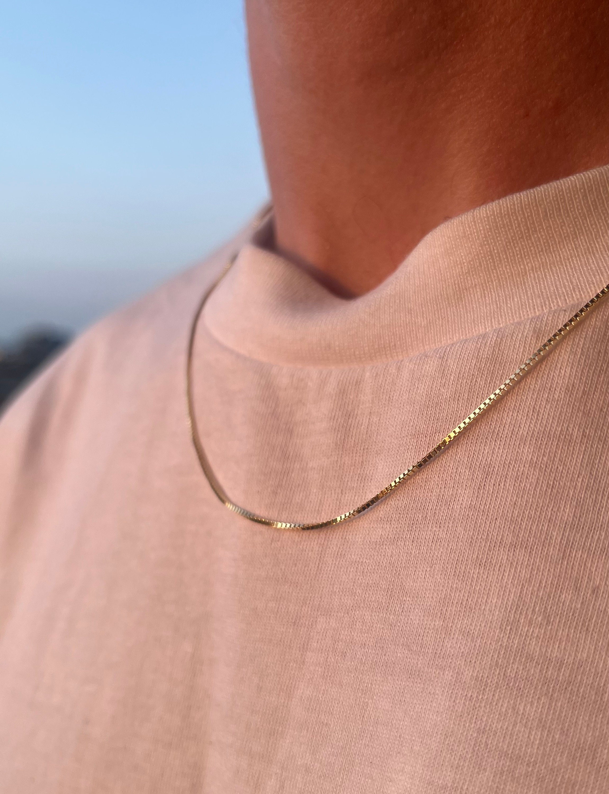 10k Gold Box Chain 0.5mm 0.8mm Solid Gold Box Chain Yellow Gold Italy ...