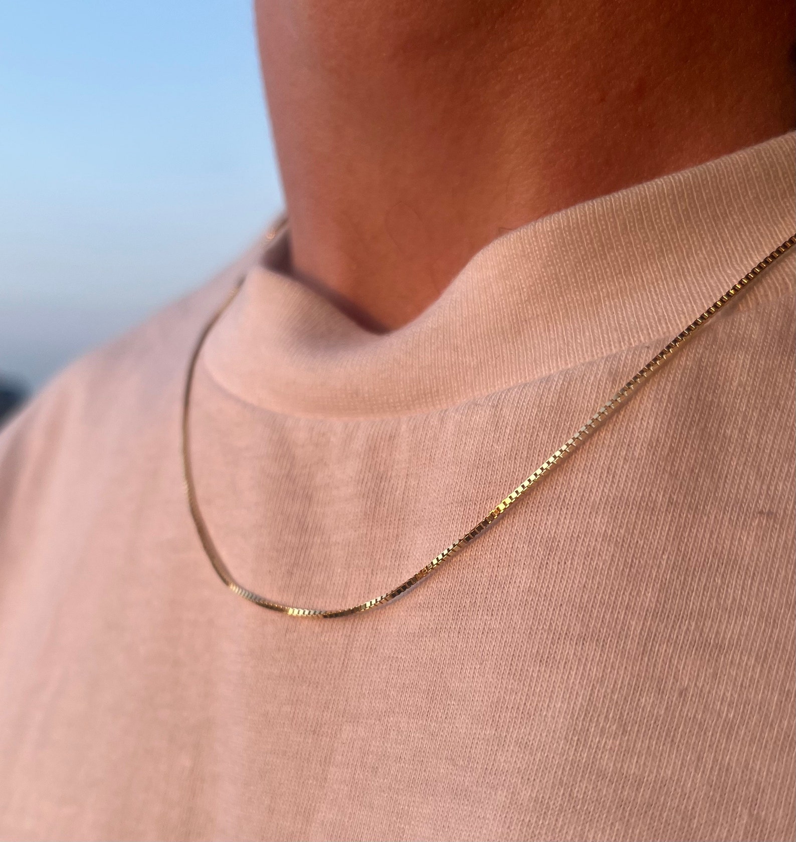 10k Gold Box Chain 0.5mm 0.8mm Solid Gold Box Chain Yellow Gold Italy ...