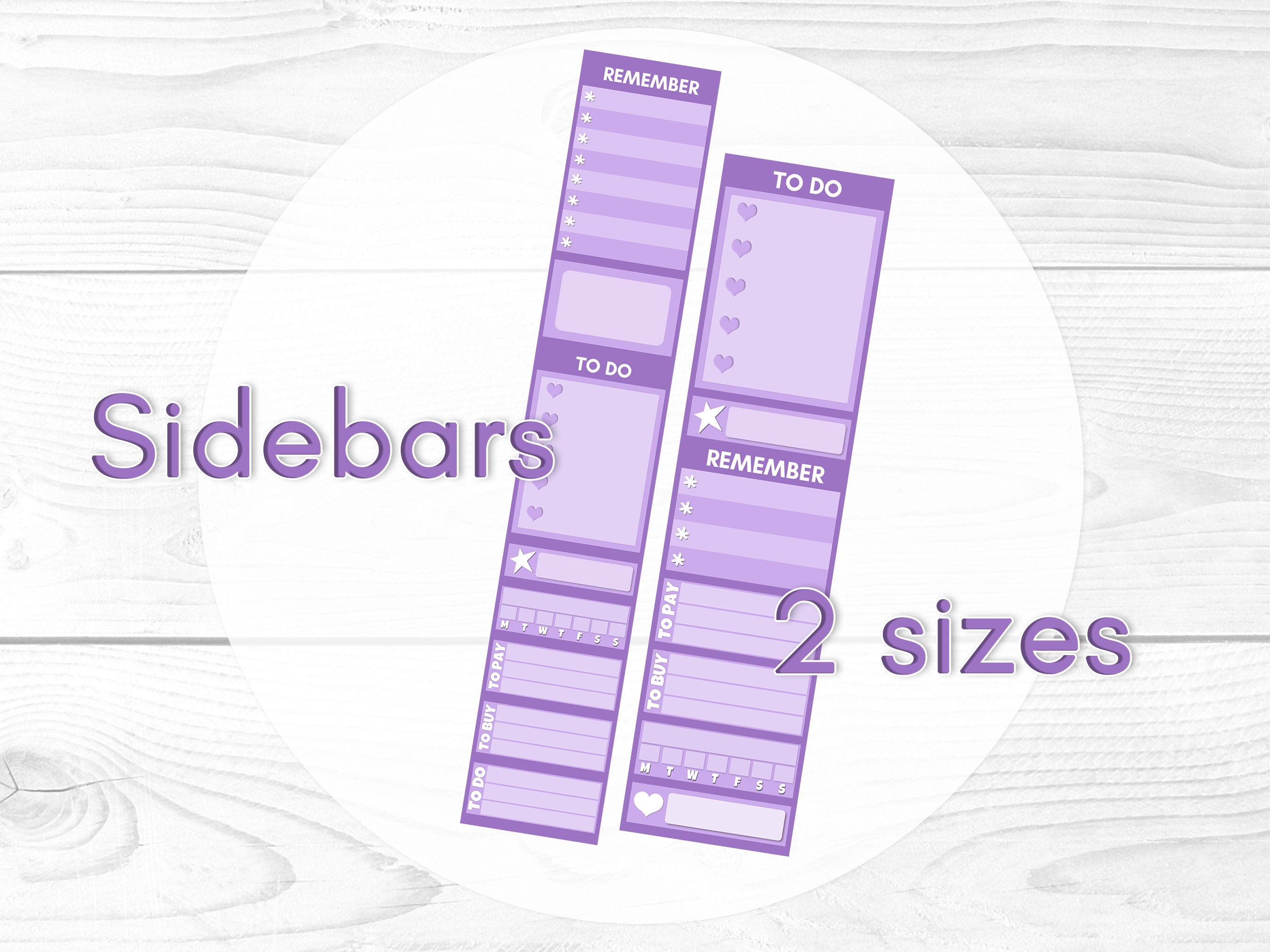 Printable Purple Sidebar Stickers Planner Fullbox to Do List ...