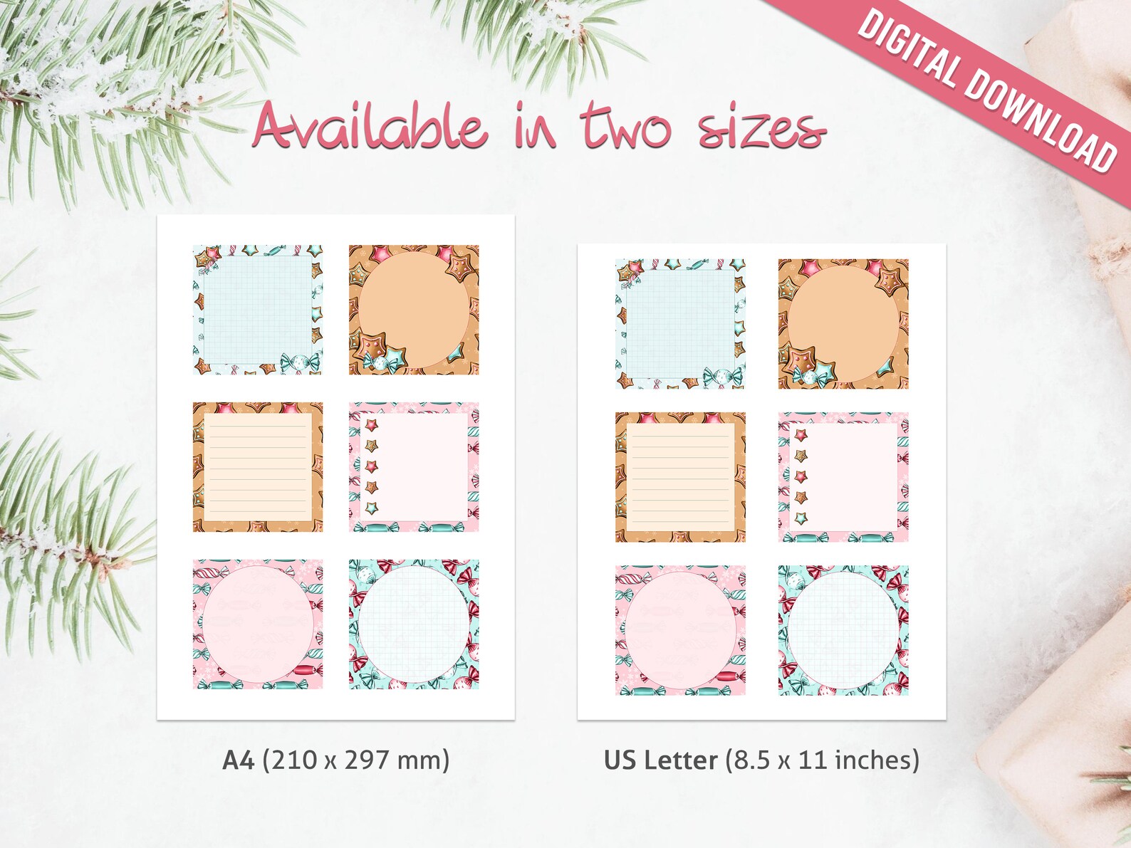 Printable Memo Sheets Christmas Holiday Gingerbread Notepads Stationery ...