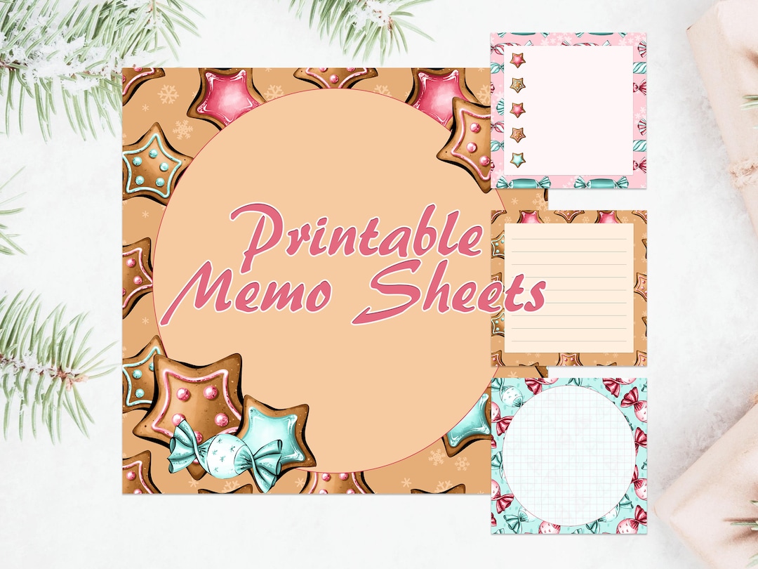 Printable Memo Sheets Christmas Holiday Gingerbread Notepads Stationery ...