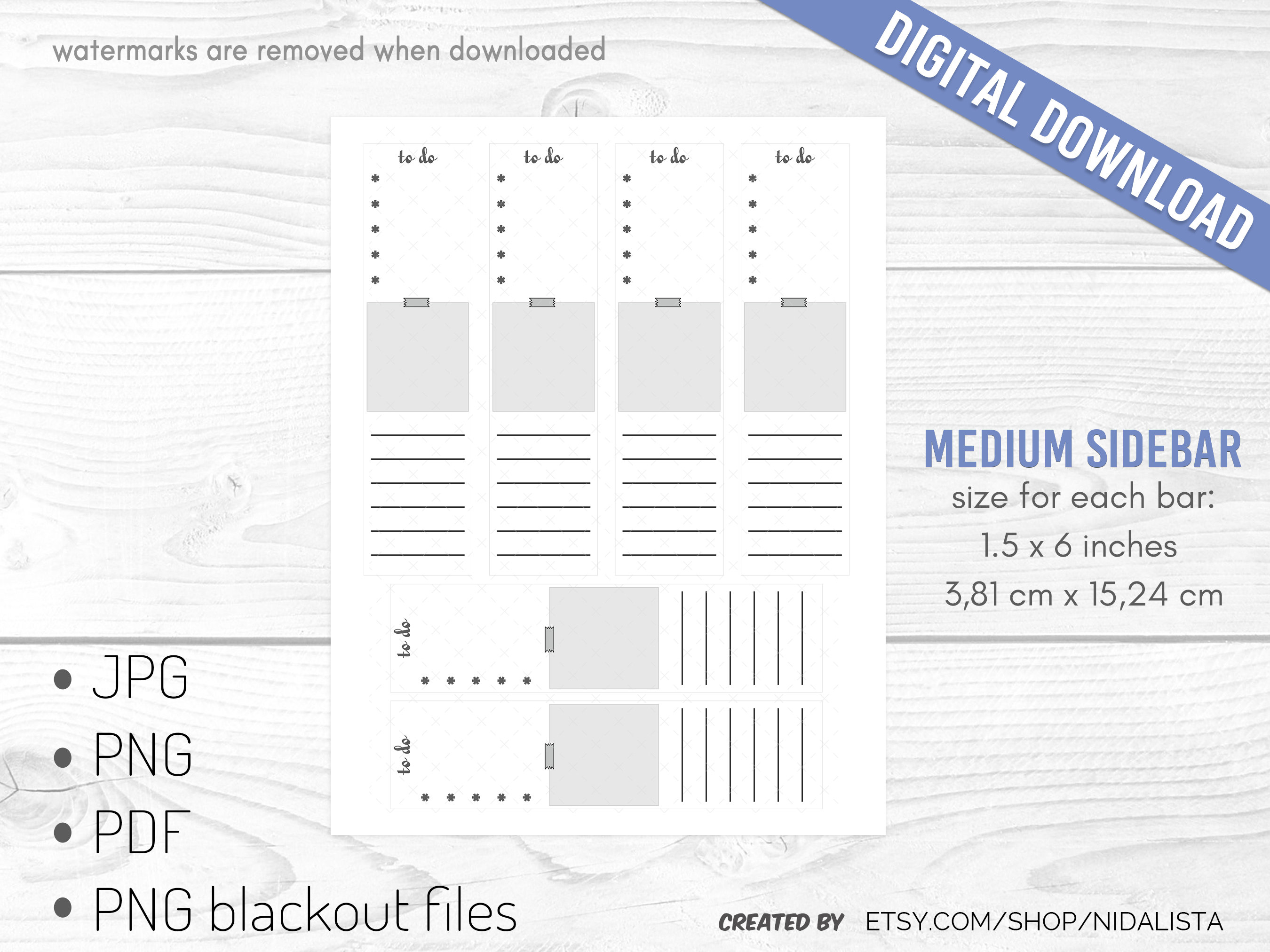 Printable Sidebar 2 Designs Neutral Gray Minimalist Planner Stickers ...