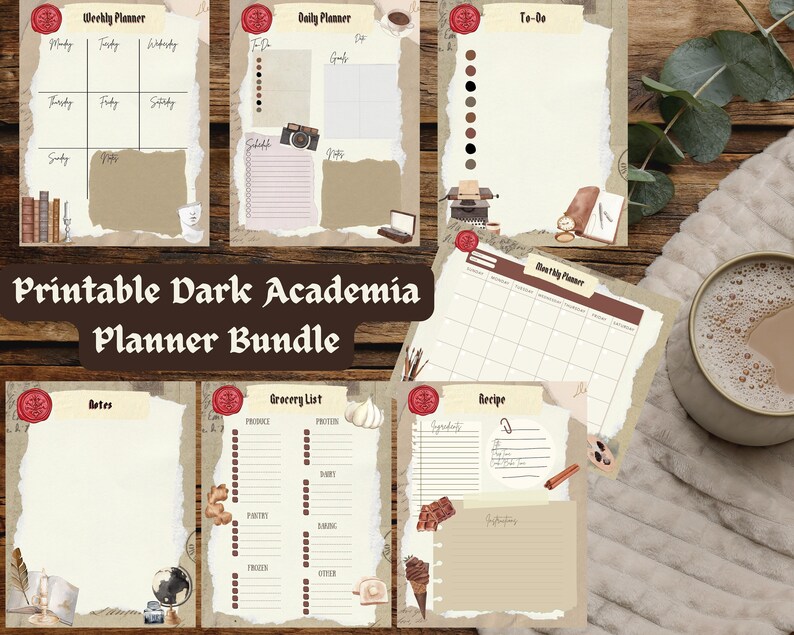 Printable Dark Academia Planner Set Digital Download Daily - Etsy