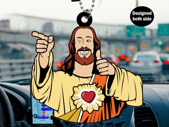 Happy Jesus Car Rear View Mirror Ornament Great Happy Jesus - Etsy