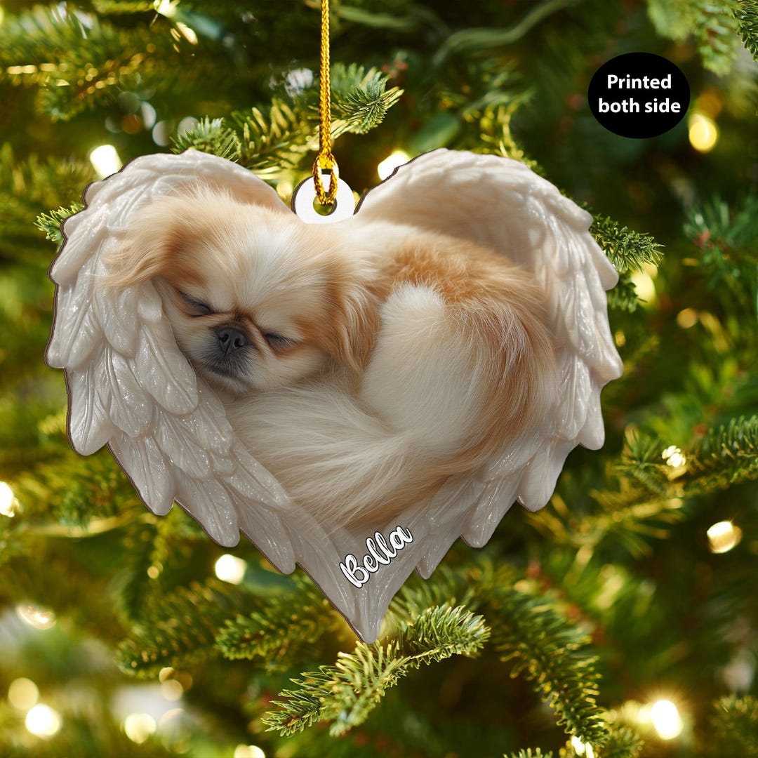 Personalized Pekingese Dog Angel Ash Plywood Ornament Flat 2D Cutout ...