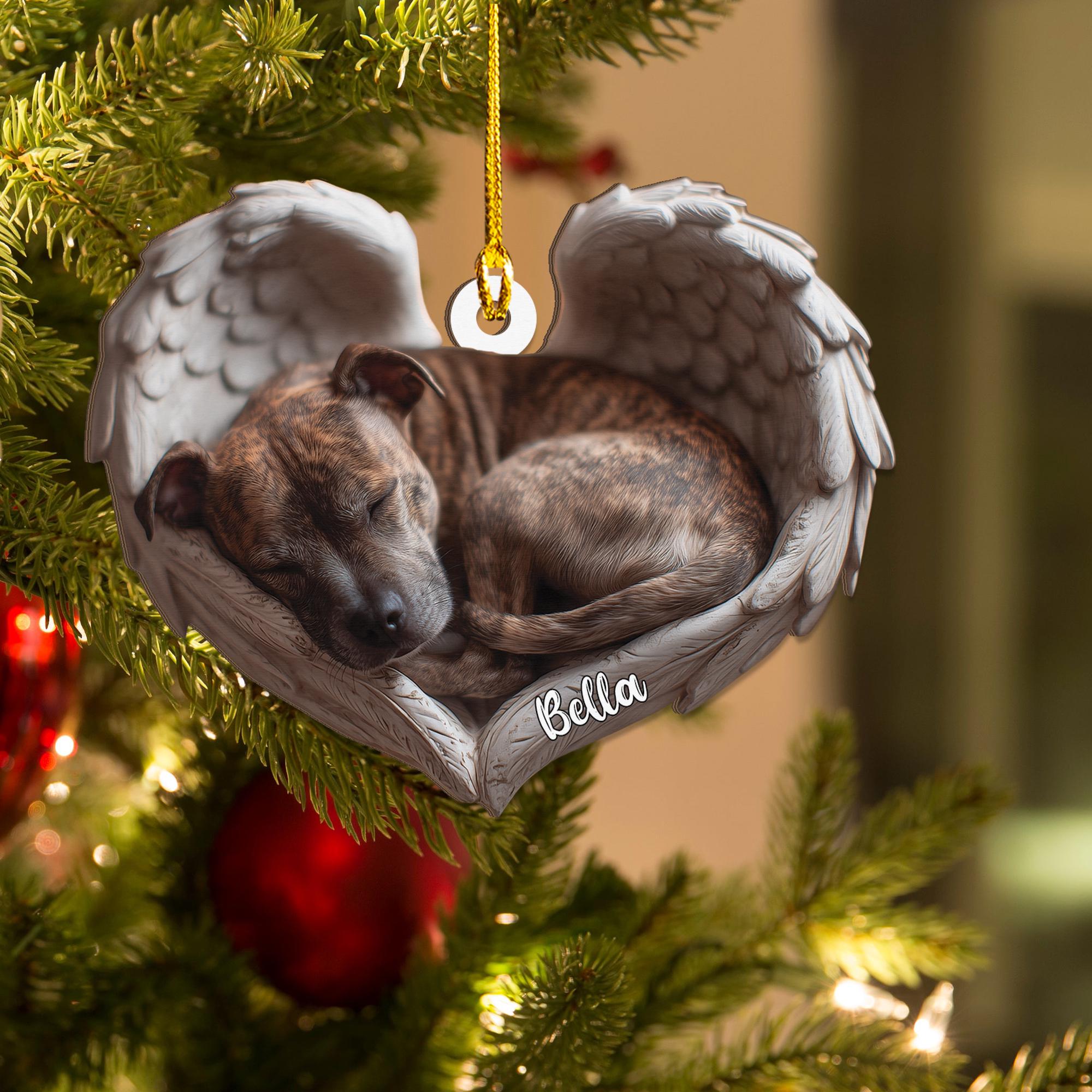 Personalized Brindle Staffy Dog Angel Ash Plywood Ornament Flat 2D ...