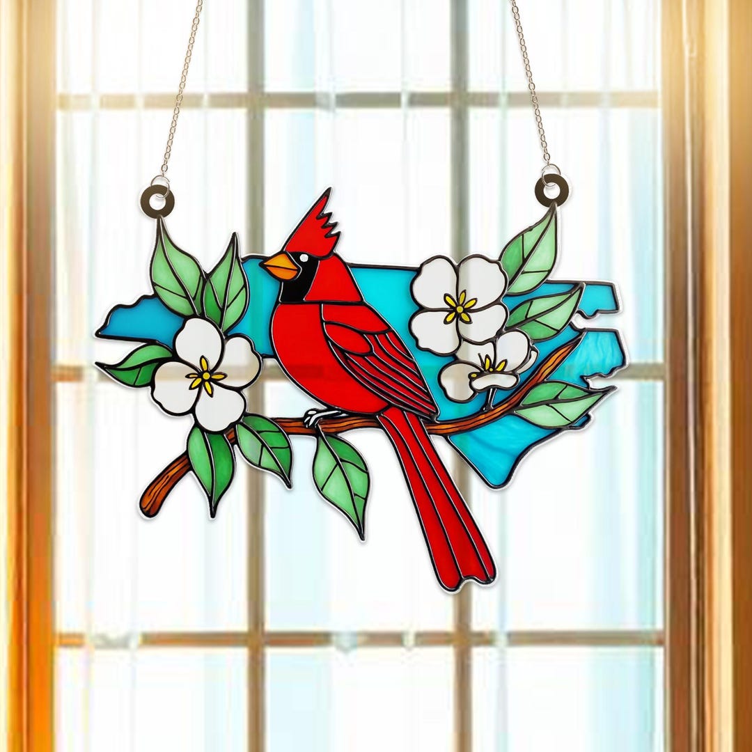North Carolina Cardinal Acrylic Suncatcher Window Hanging Ornament ...