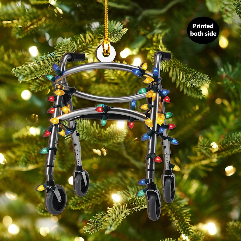 Mobility Aid Walker Double Sided Wood Ornament, Christmas Tree Decor ...