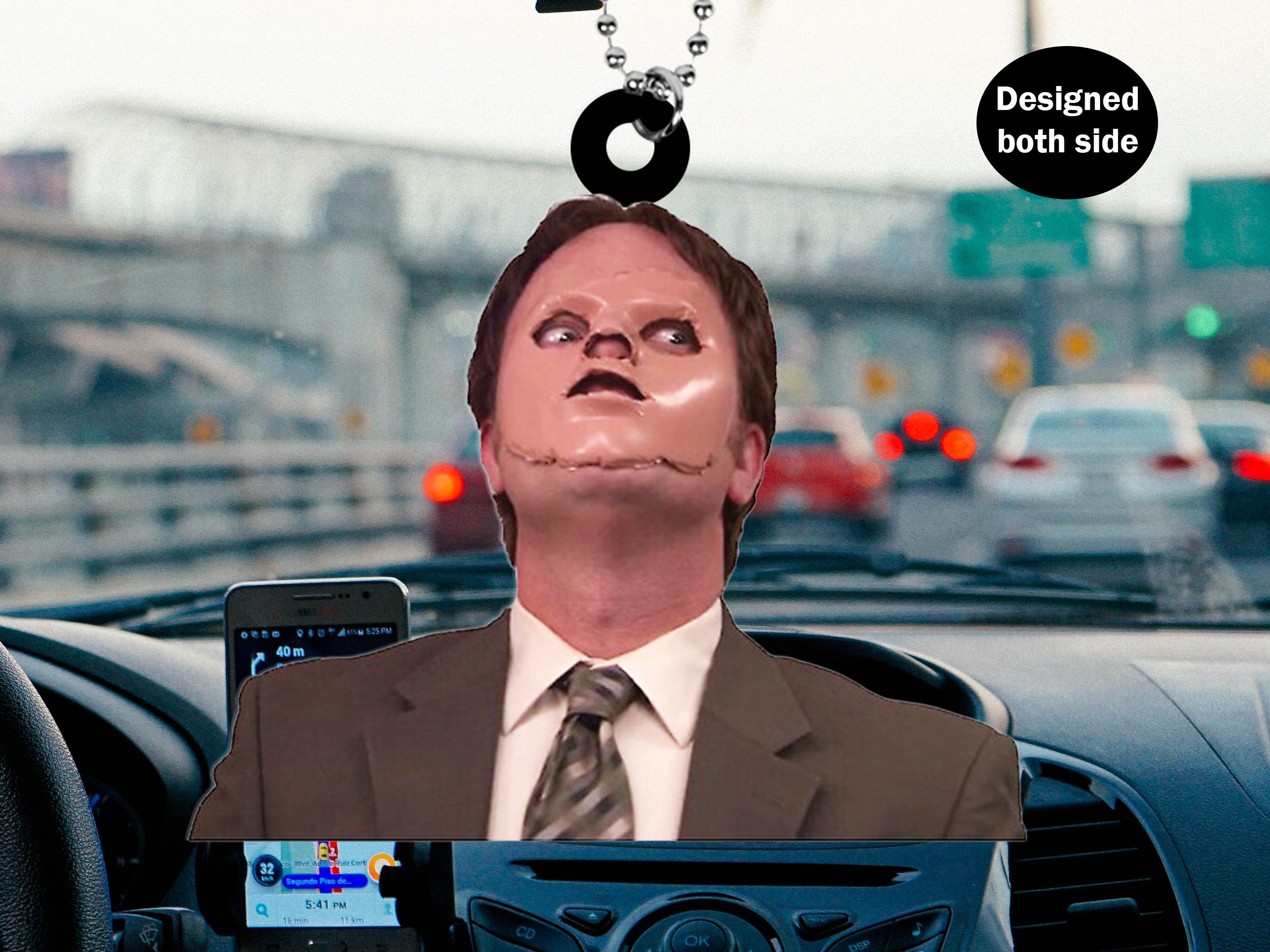 Dwight Schrute the Mask Funny Meme Car Rear View Mirror Ornament ...