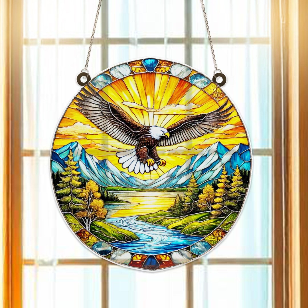 Bald Eagle Acrylic Suncatcher Window Hanging Ornament, Suncatcher ...
