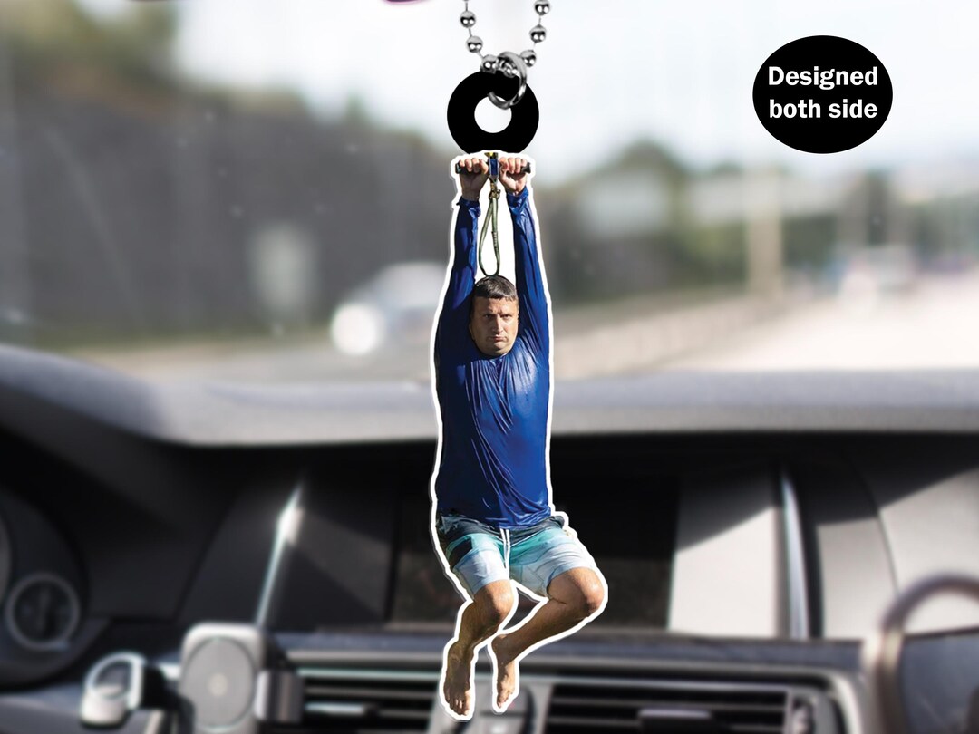 Tim Robinson on a Zipline Car Rear View Mirror Ornament, Tim Robinson ...