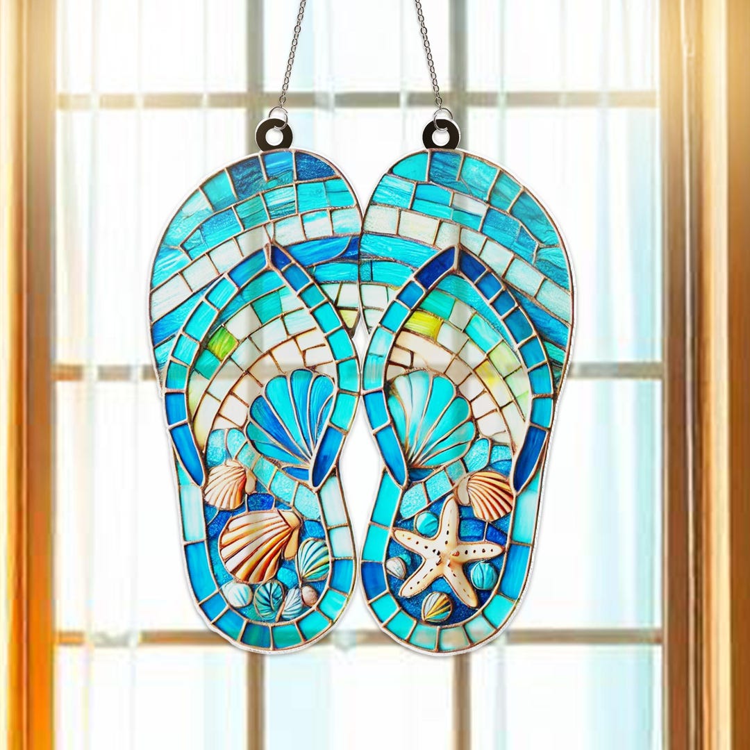 Flip Flop Acrylic Suncatcher Window Hanging | Summer Beach Decor ...