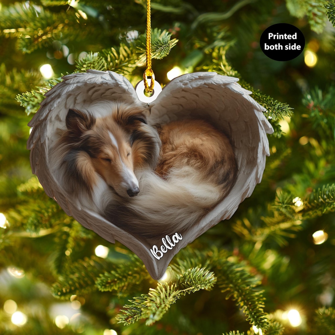 Personalized Rough Collie Dog Angel Ash Plywood Ornament Flat 2D Cutout ...