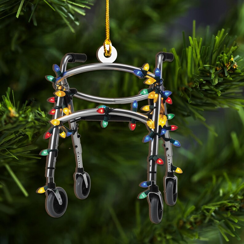 Mobility Aid Walker Double Sided Wood Ornament, Christmas Tree Decor ...