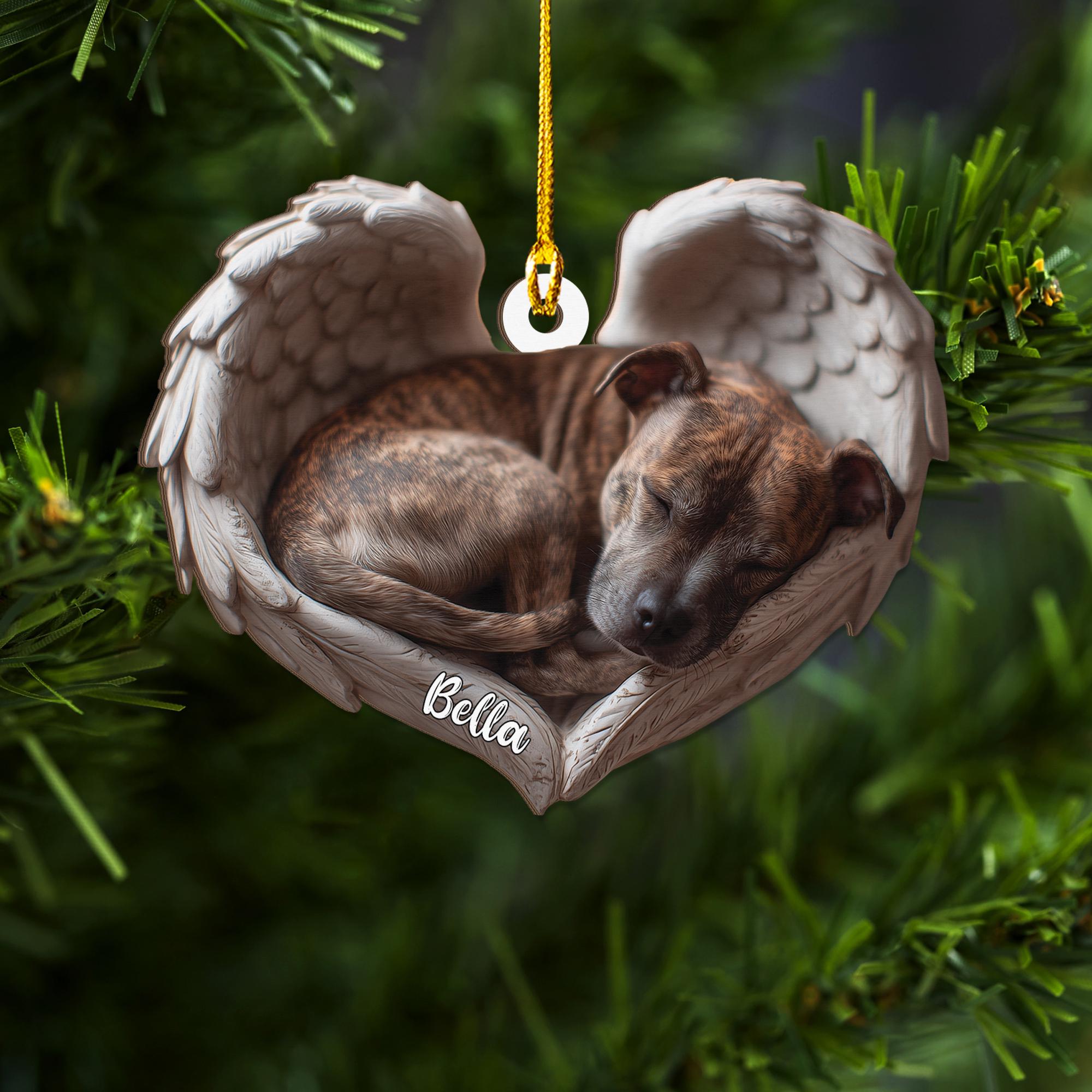 Personalized Brindle Staffy Dog Angel Ash Plywood Ornament Flat 2D ...