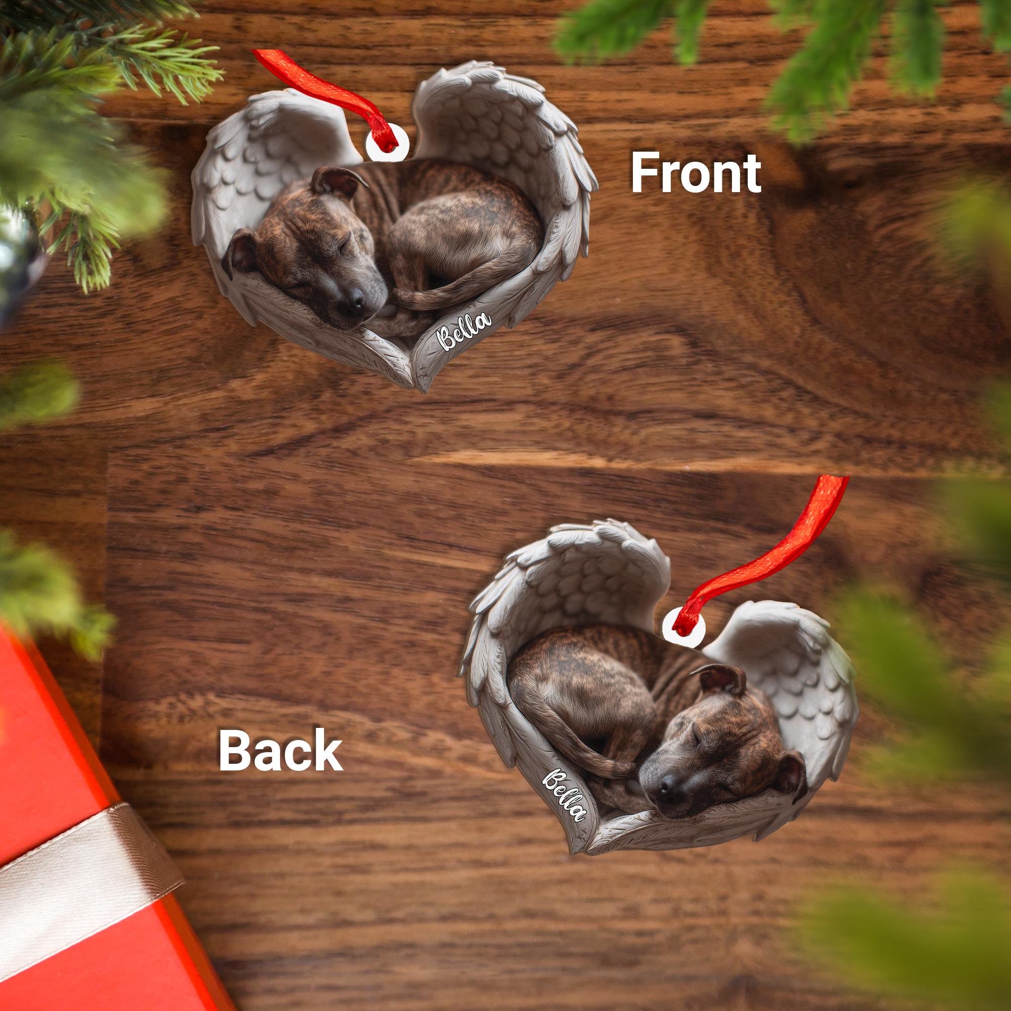 Personalized Brindle Staffy Dog Angel Ash Plywood Ornament Flat 2D ...