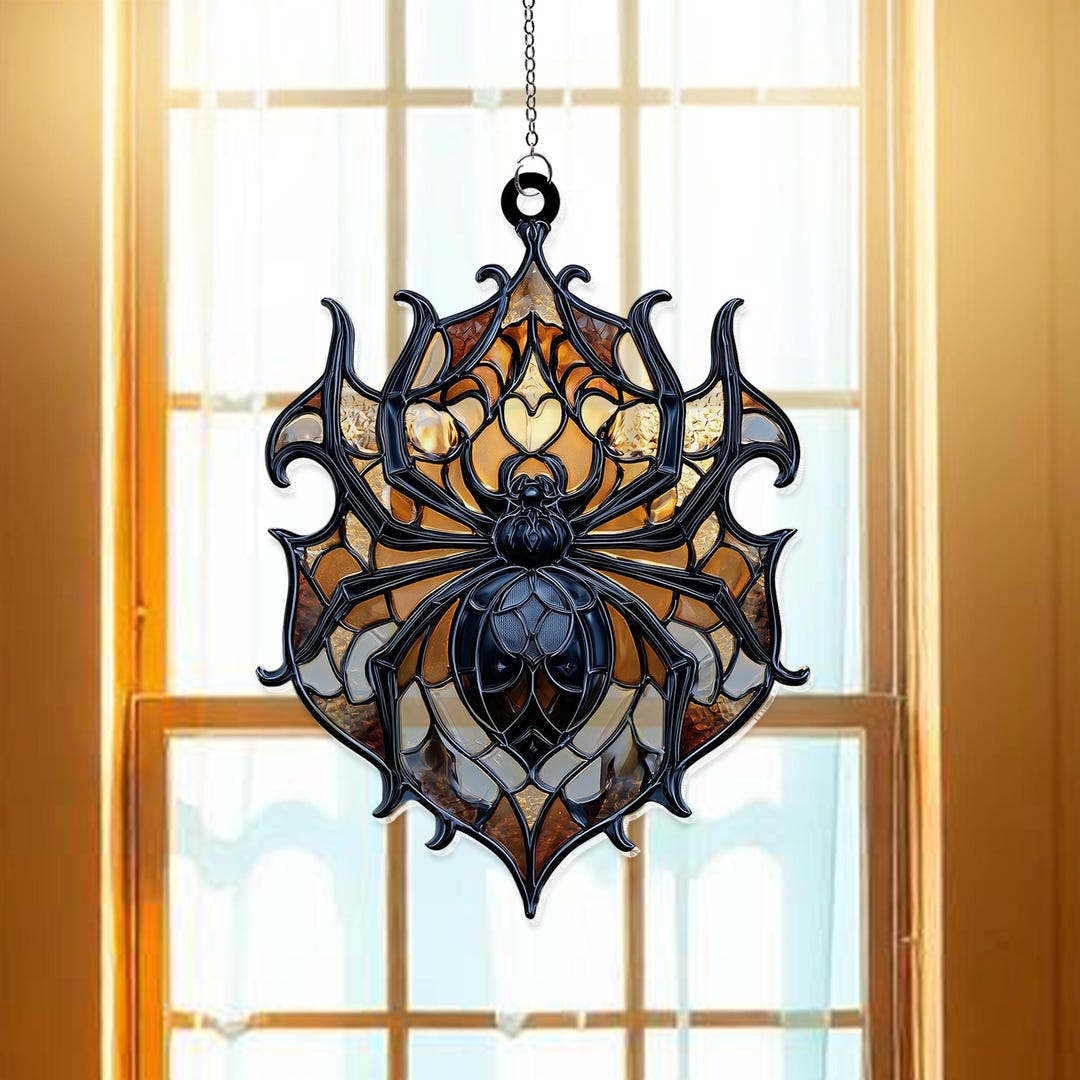 Gothic Black Spider Acrylic Suncatcher Window Hanging – Custom Clear ...