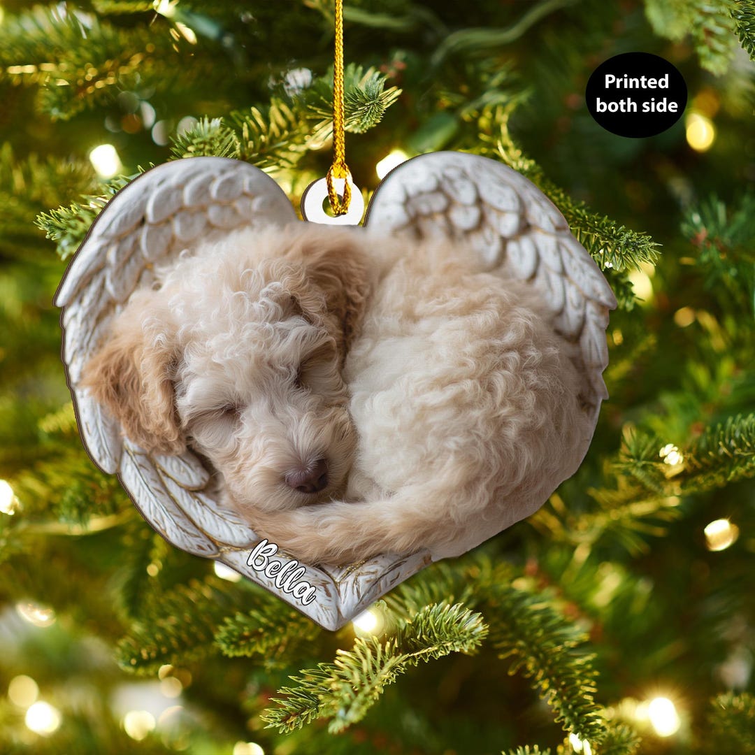 Personalized Labradoodle Dog Angel Ash Plywood Ornament, Flat 2D ...