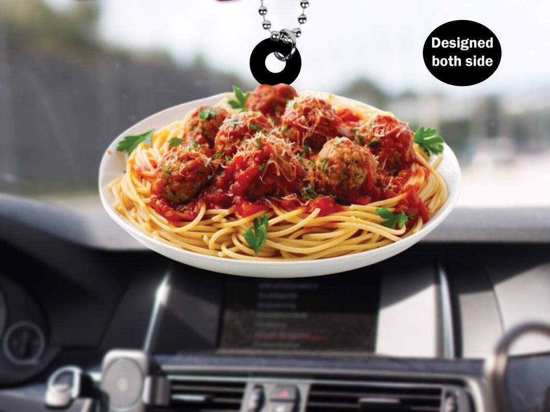Spaghetti and Meatballs Car Rear View Mirror Ornament, Spaghetti and ...