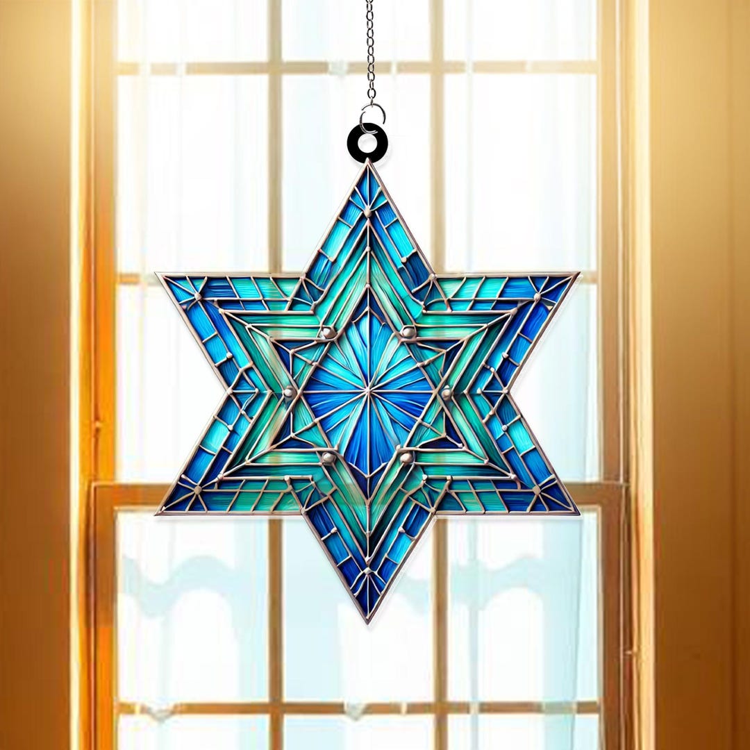 Jewish Star Suncatcher Acrylic Window Hanging Ornament, Suncatcher ...