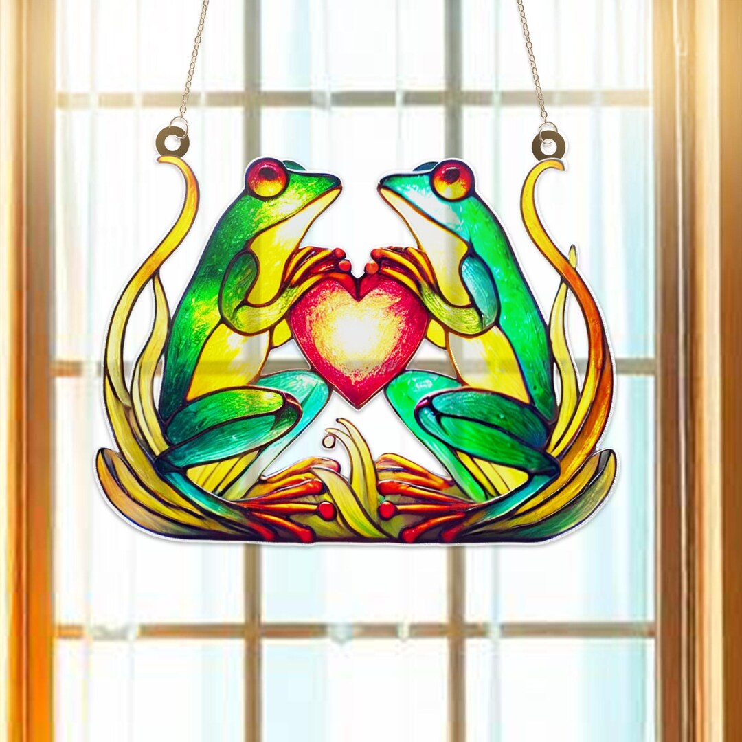 Frog Couple Acrylic Suncatcher Window Hanging, Suncatcher Ornament ...