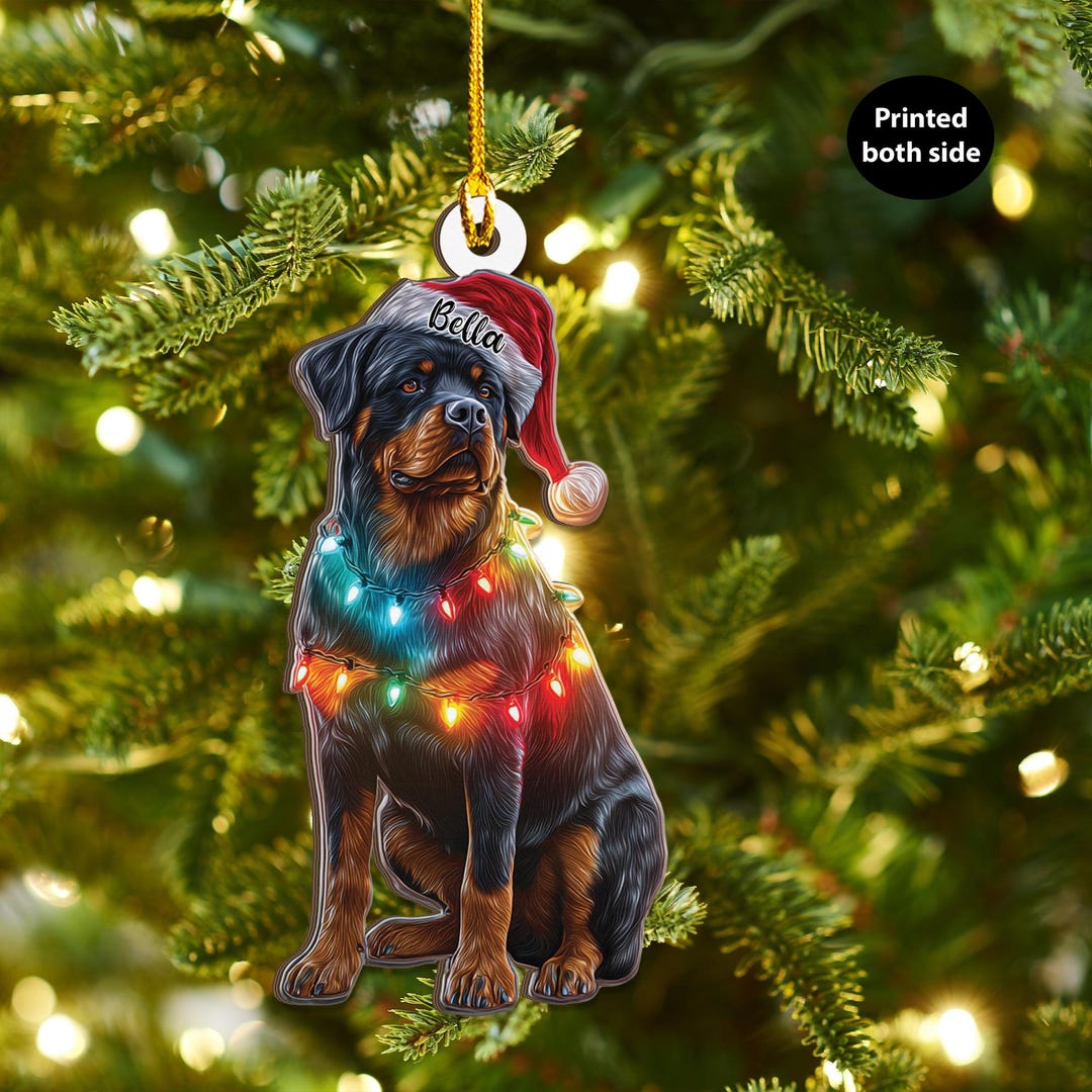 Personalized Rottweiler Dog Christmas Ash Plywood Ornament, Flat 2D ...