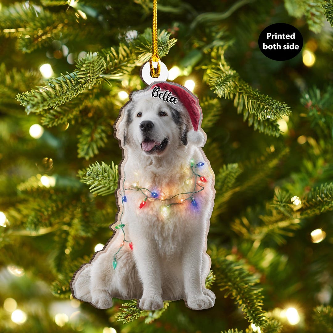 Personalized Great Pyrenees Dog Christmas Ash Plywood Ornament, Flat 2D ...