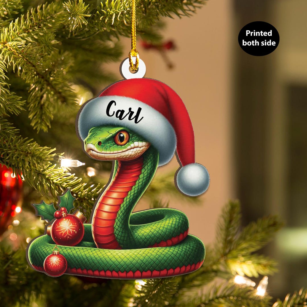 Personalized Cute Snake Wood Ornament, Christmas Tree Decor Wood ...