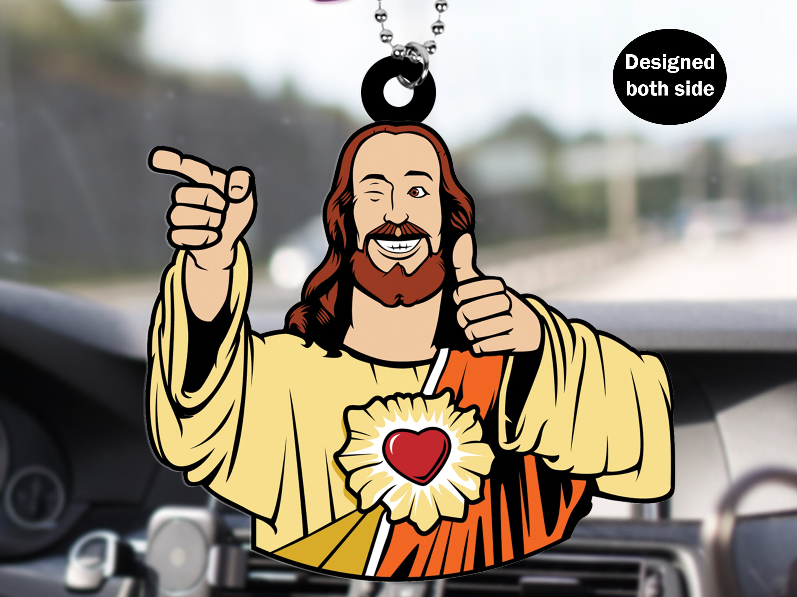 Happy Jesus Car Rear View Mirror Ornament, Great Happy Jesus Car ...