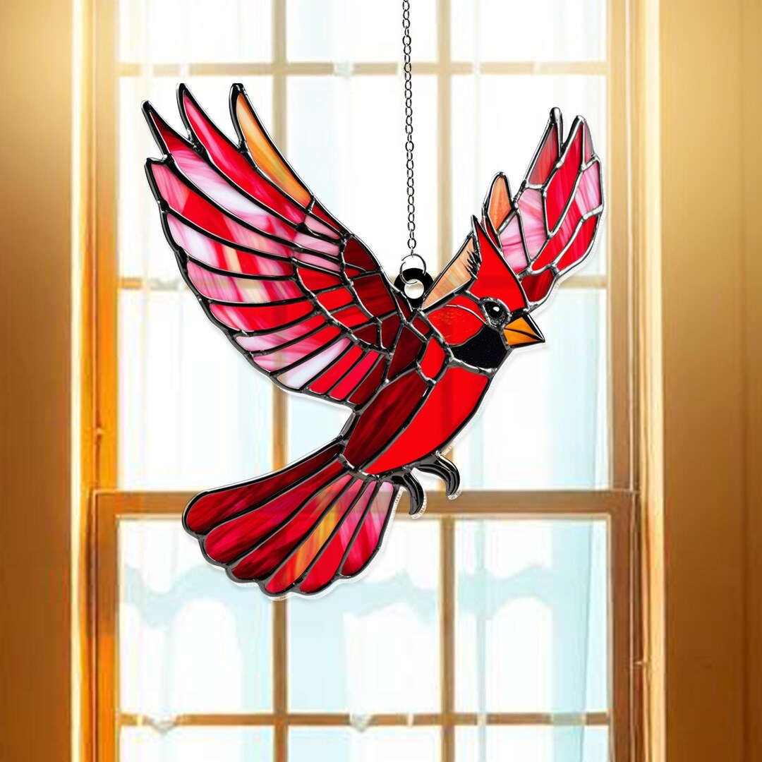 Red Cardinal Suncatcher Window Hanging Ornament, Suncatcher Ornament ...