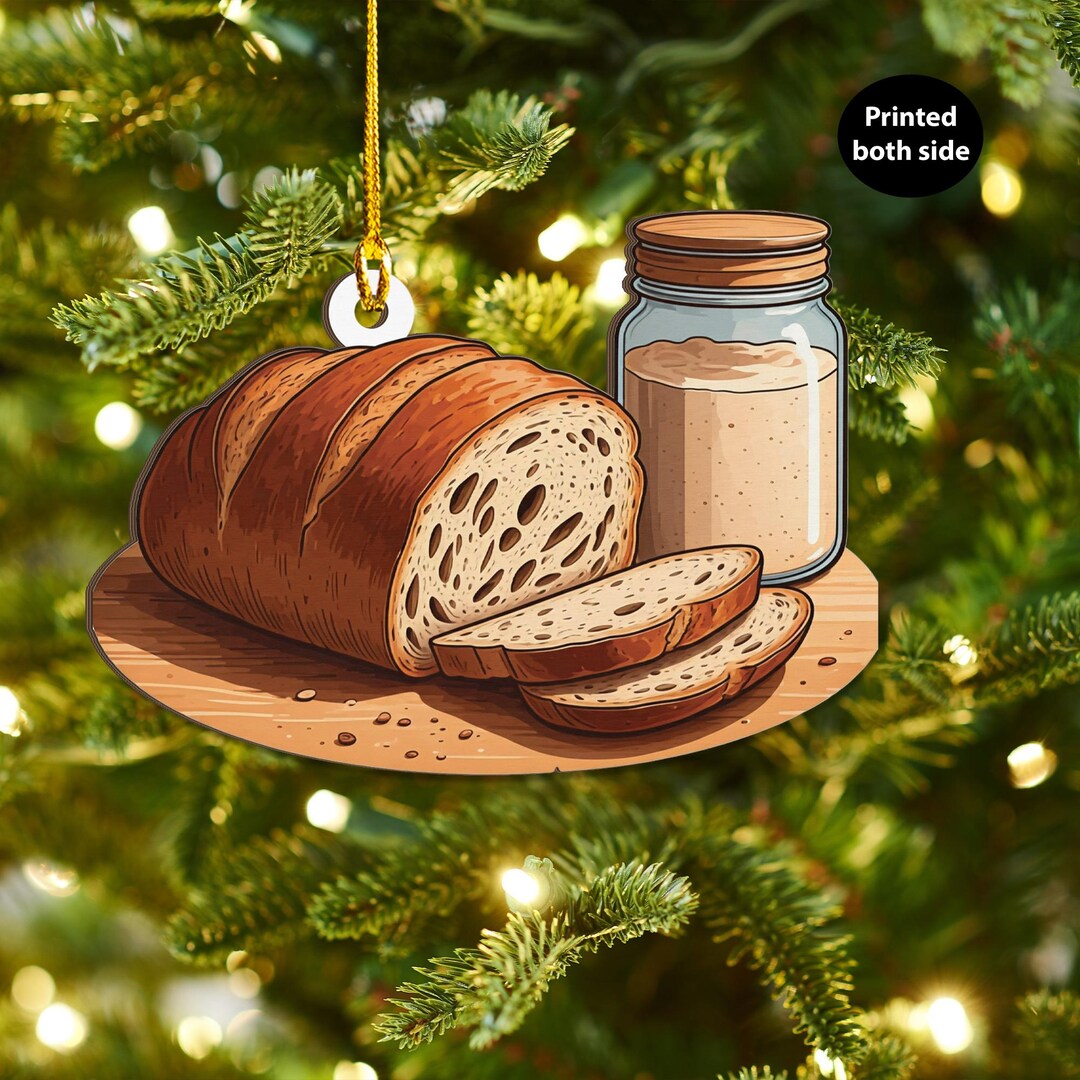Sourdough Starter & Handmade Bread Loaf, Christmas Tree Decor Wood ...