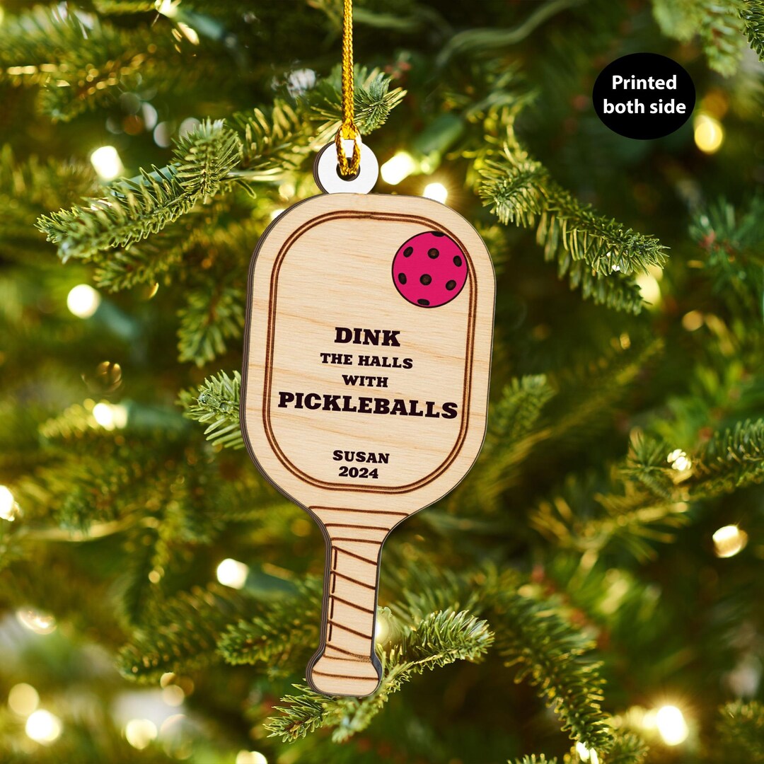 Personalized Pickleball Double Sided Wood Ornament, Christmas Tree ...