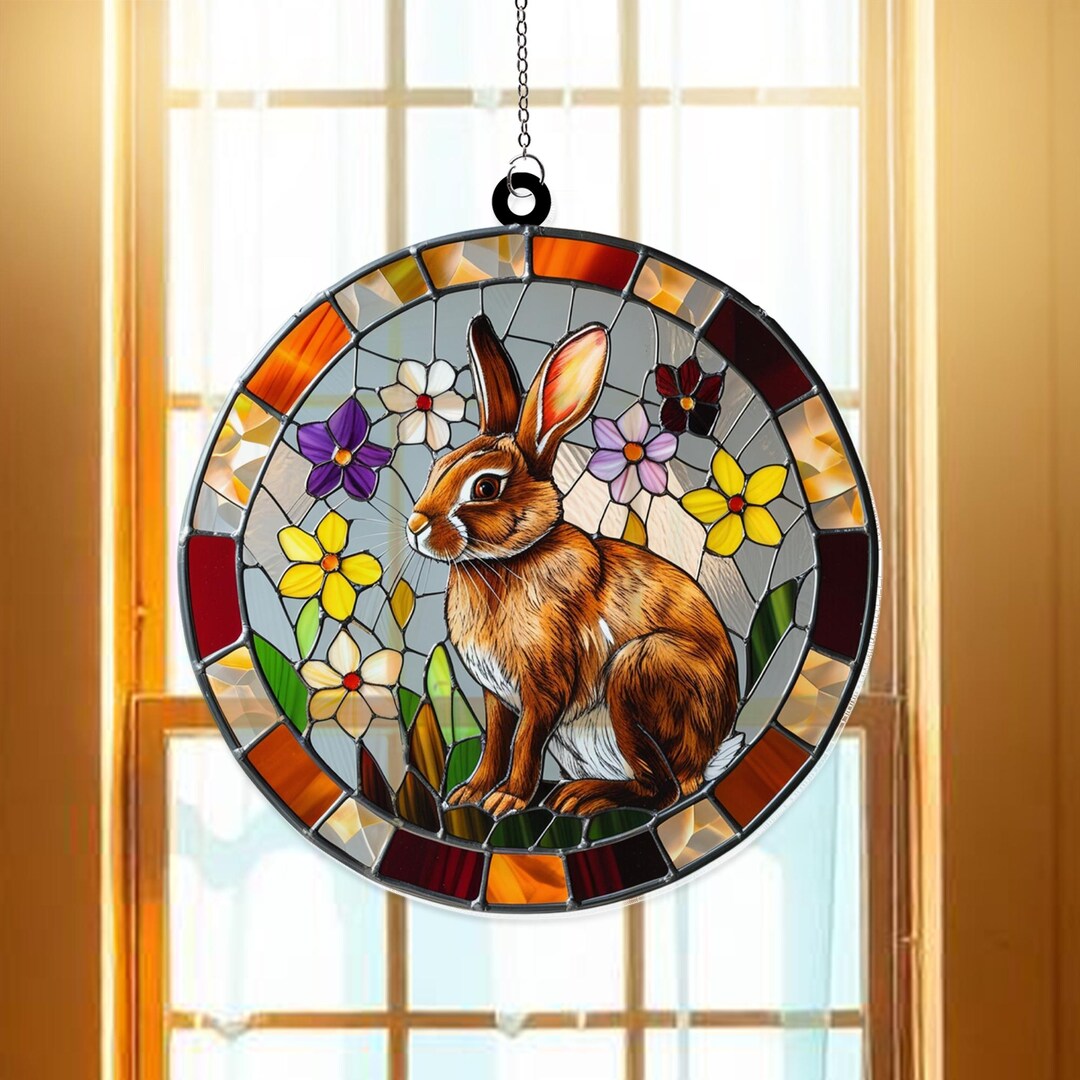 Rabbit Acrylic Window Suncatcher Hanging Ornament, Suncatcher Ornament ...