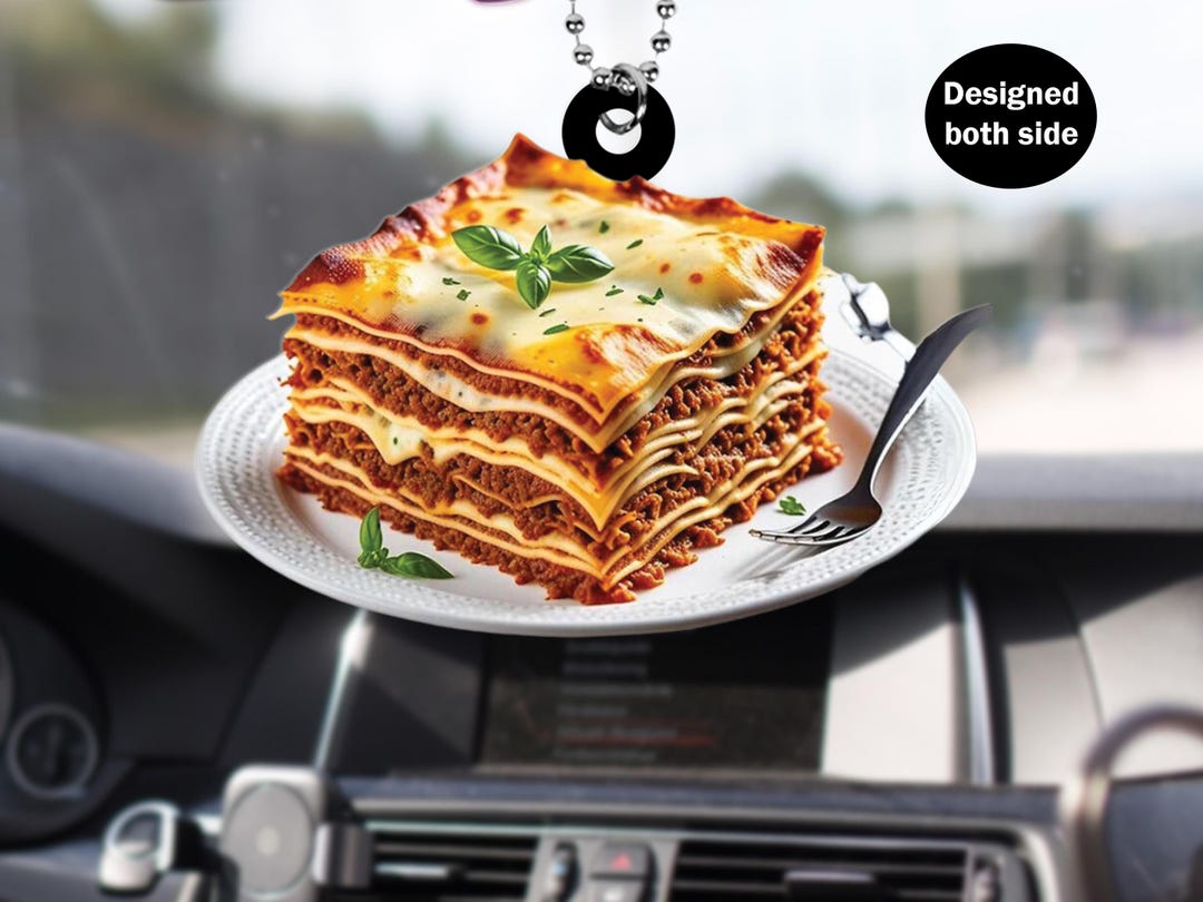 Lasagna Car Rear View Mirror Ornament, Car Hanging Ornament, Lasagna ...