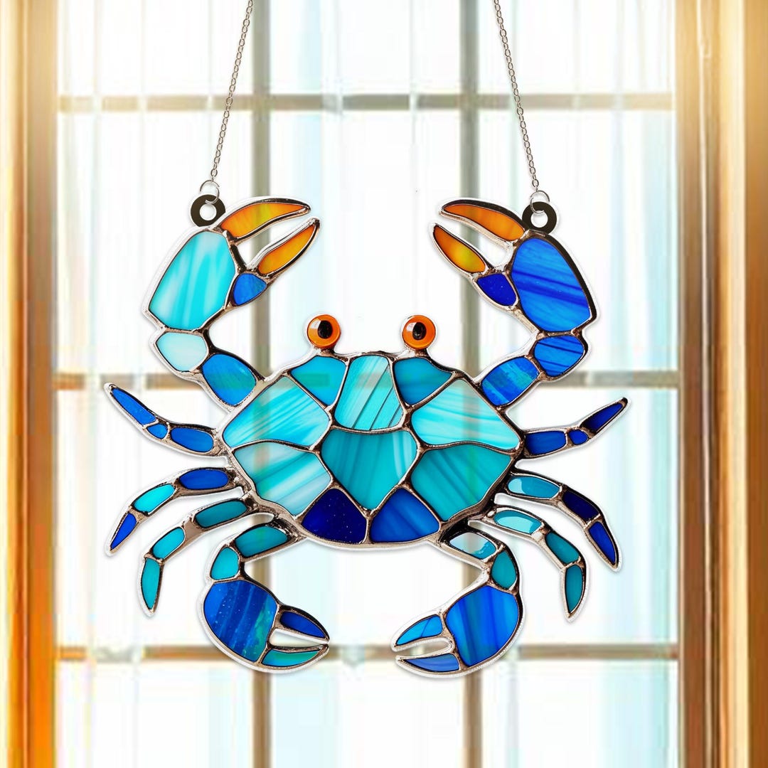 Blue Crab Acrylic Window Suncatcher Hanging Ornament, Suncatcher ...
