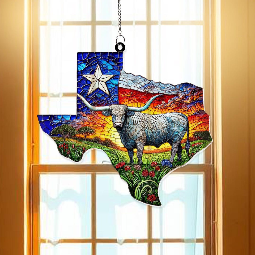 Texas Longhorn Suncatcher Window Hanging Ornament, Suncatcher Ornament ...